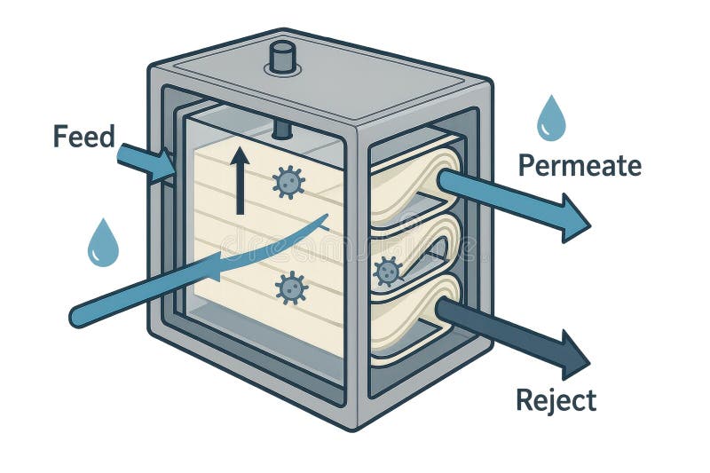 Technical Vector Illustration of UF/RO Cassette Filtration System ...
