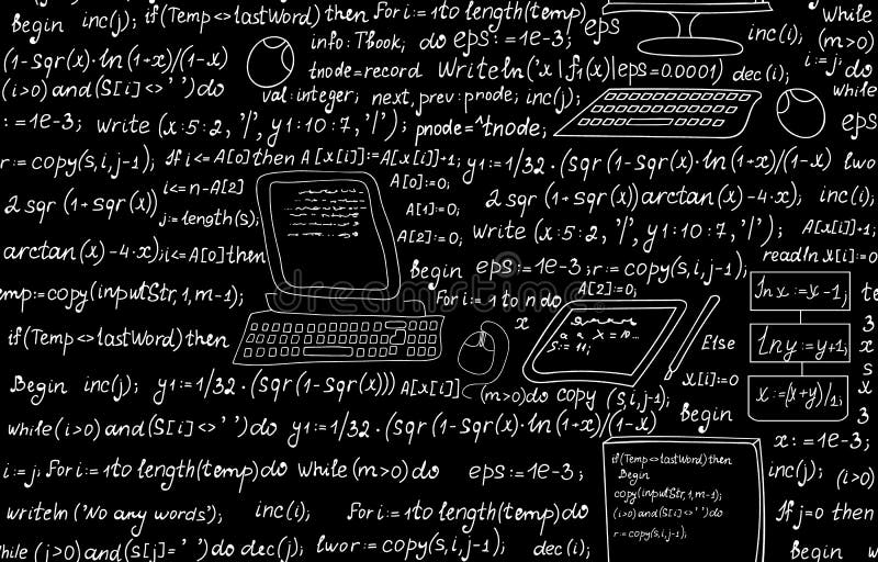 Programming Technical Seamless Pattern With Programming Code Program Flow Diagrams Formulas