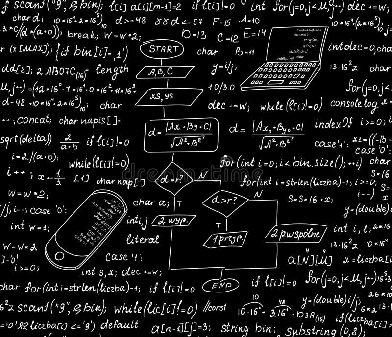 Technical Vector Seamless Pattern With Programming Code Program Flow