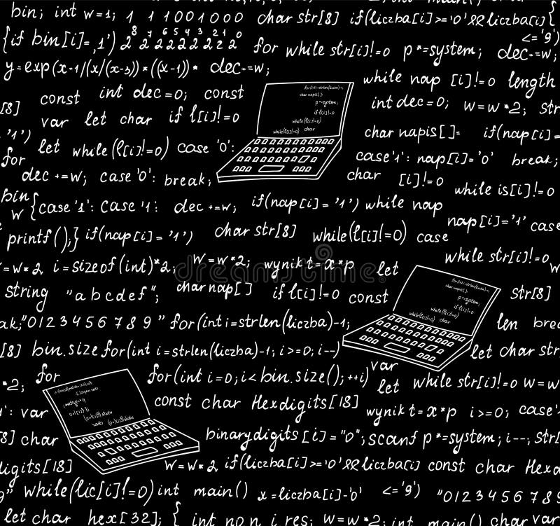 Programming Technical Seamless Pattern With Programming Code Program Flow Diagrams Formulas