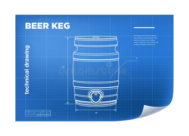 Technical Wireframe Illustration with Beer Keg Stock Vector ...