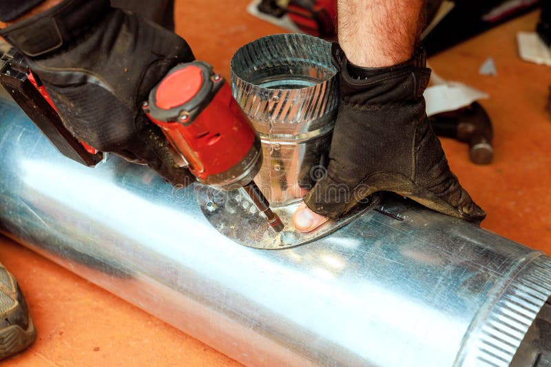 Ductwork Installation in New Construction Ceiling during Building ...