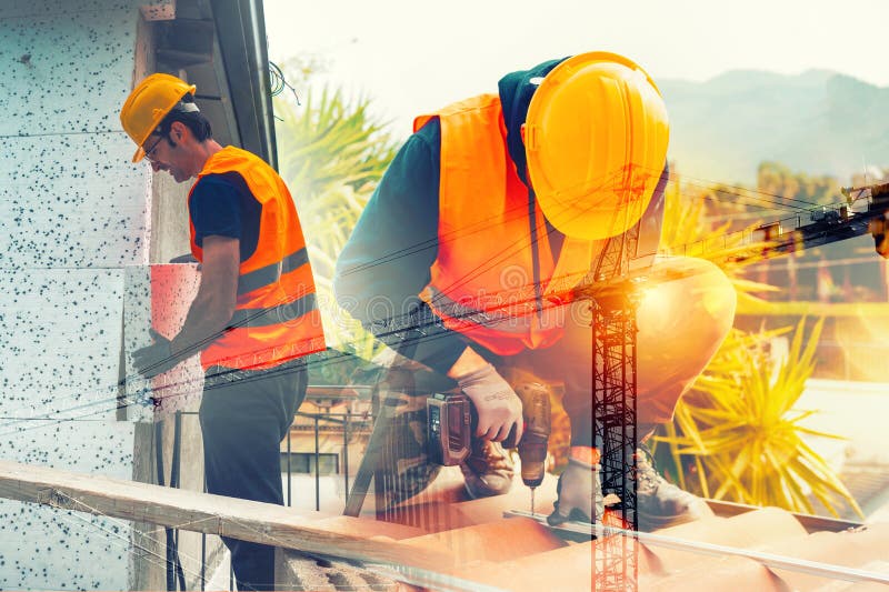 Technical Workers Work for the Construction of New Buildings Stock ...