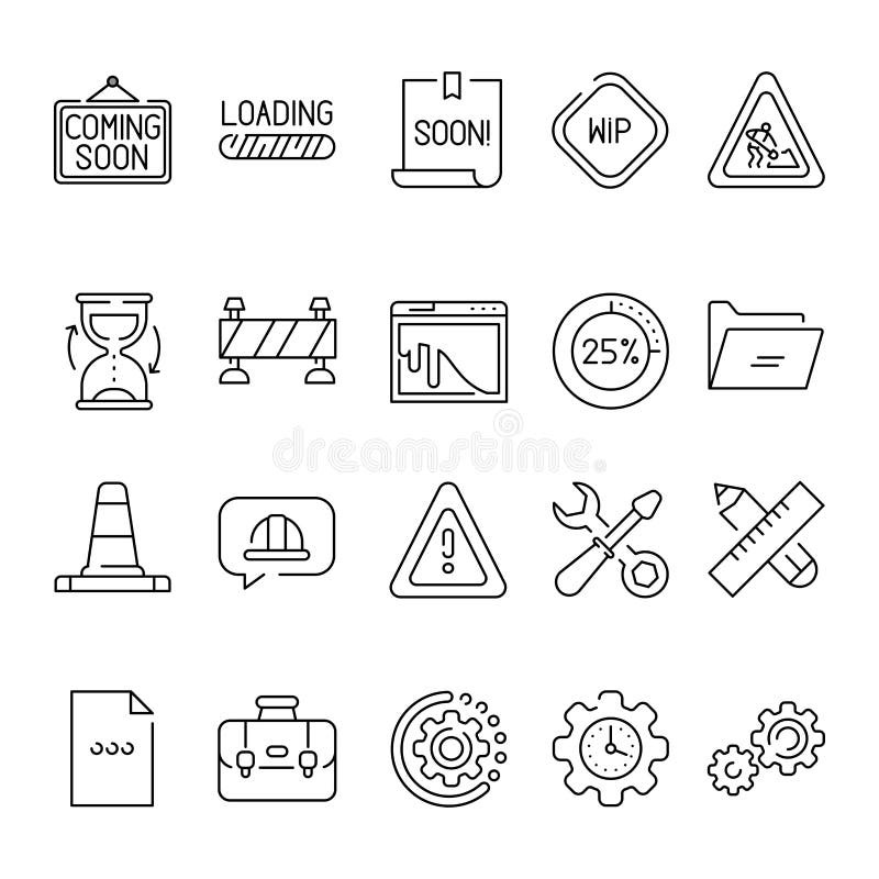 Technical Works Color Line Icons. Website Banner Stock Illustration ...