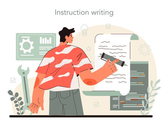 Technical Writer Concept. User Manual Tutorial Writing Stock Vector ...