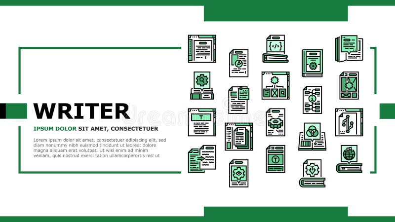 Technical Writer Doc Landing Header Vector Stock Illustration ...
