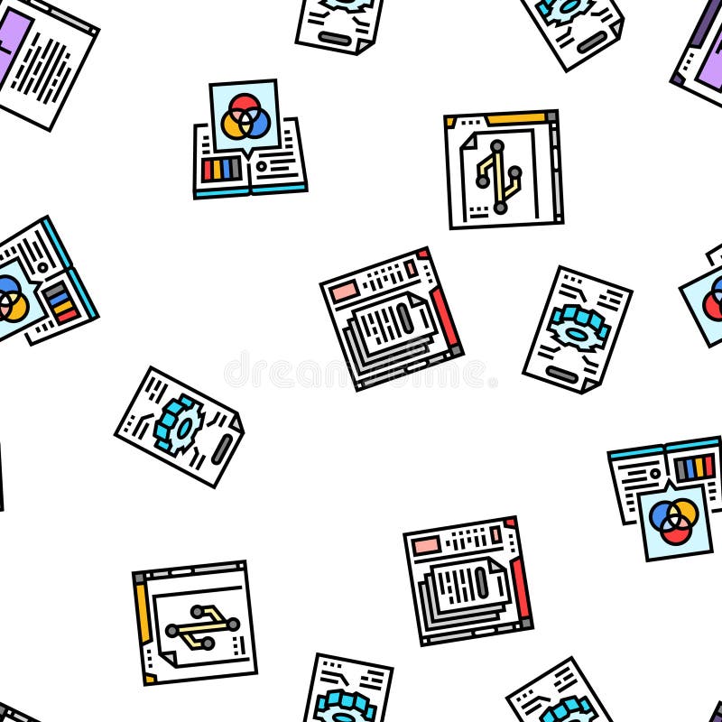 Technical Writer Doc Icons Set Vector Stock Vector Illustration Of