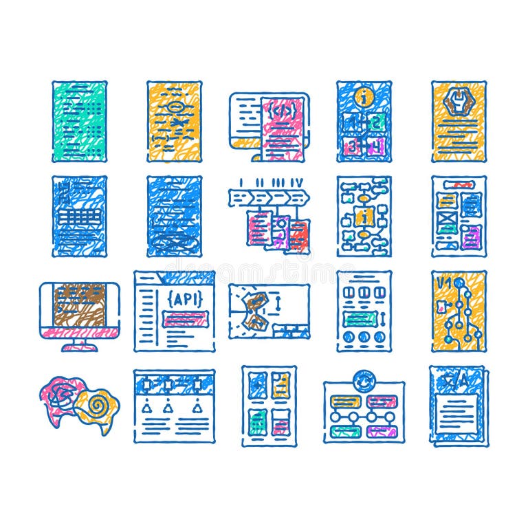 Technical Writer Document Manual Icon Hand Drawn Stock Illustration ...