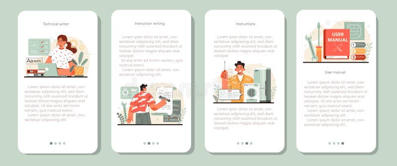 Technical Writer Mobile Application Banner Set. User Manual Tutorial ...