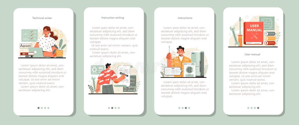 Technical Writer Mobile Application Banner Set. User Manual Tutorial ...