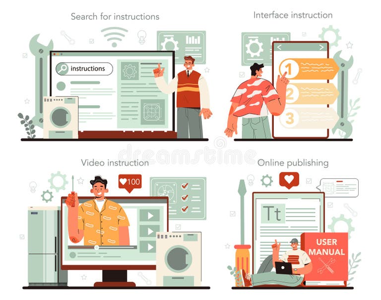Technical Writer Online Service or Platform Set. User Manual Tutorial ...