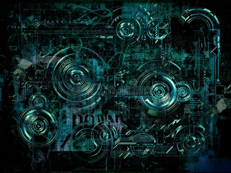 Technically Electronic Background, 3D Illustration Stock Illustration ...