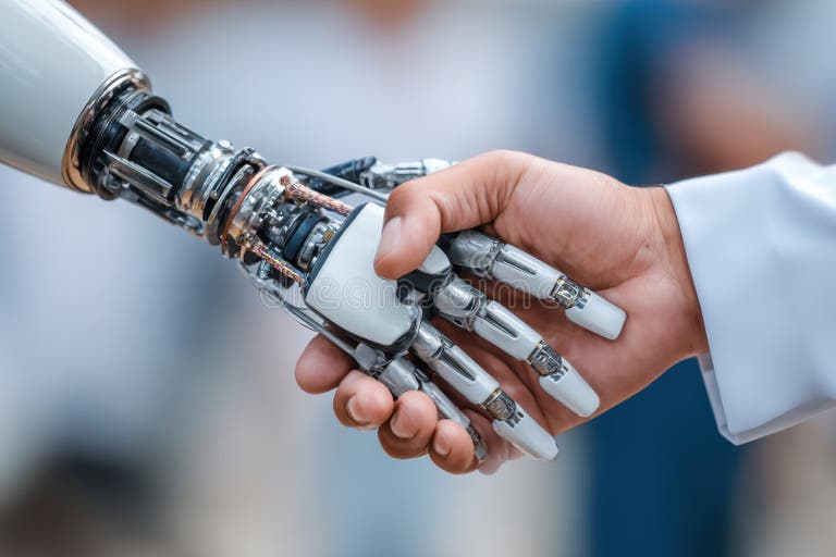 Technician Adjusting Cybernetic Bionic Arm for Enhanced Functionality ...