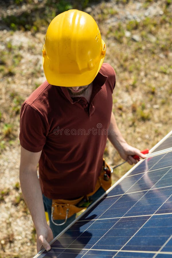 Adjusting Solar Panels stock photo. Image of grid, efficiency - 18730024