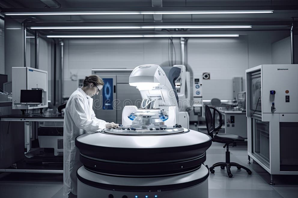 Technician and AGI Robot in Laboratory. Generative Ai Stock ...