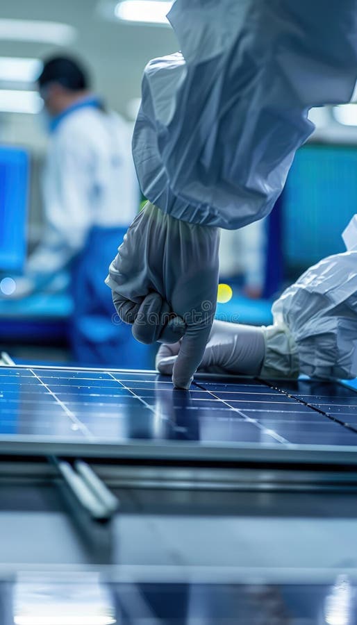 Technician Assembling Solar Panel in Cleanroom - High Precision and ...