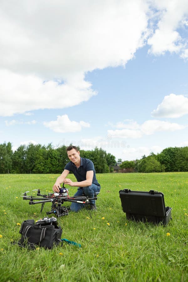 Technician Assembling UAV Helicopter Stock Image - Image of drone ...