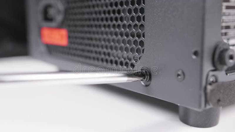 Technician Assembly Computer Using Screwdriver To Instal Screws of ...