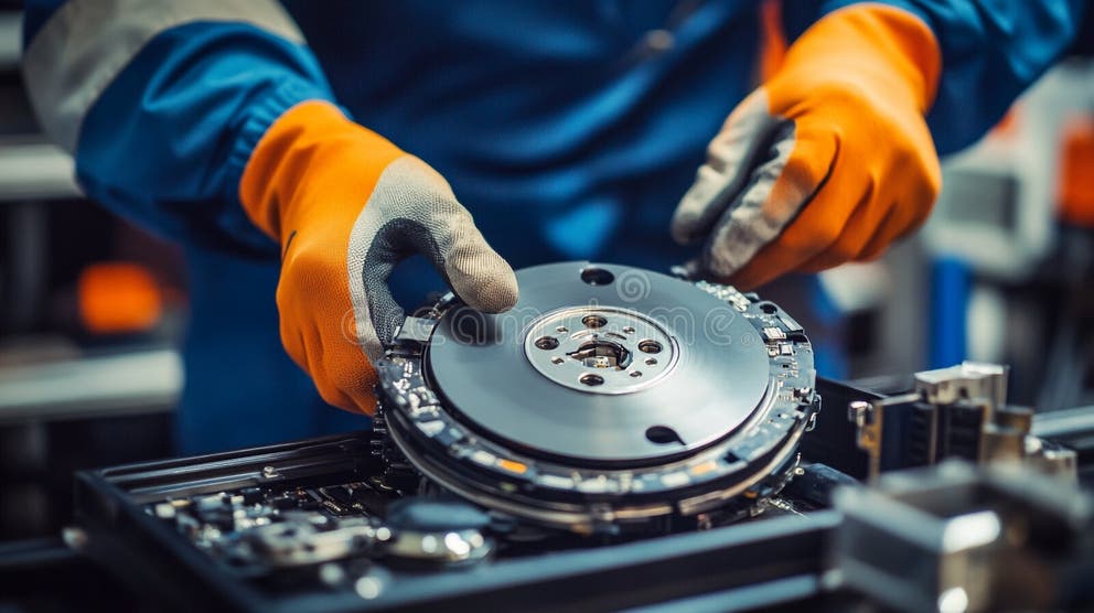 Technician Repairing a Mechanical Component with Precision Tools in ...