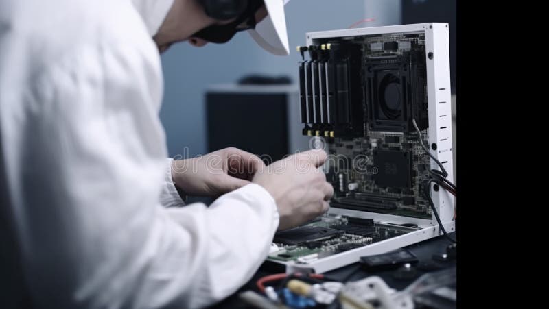 Technician Building a PC - Generative AI Stock Illustration ...