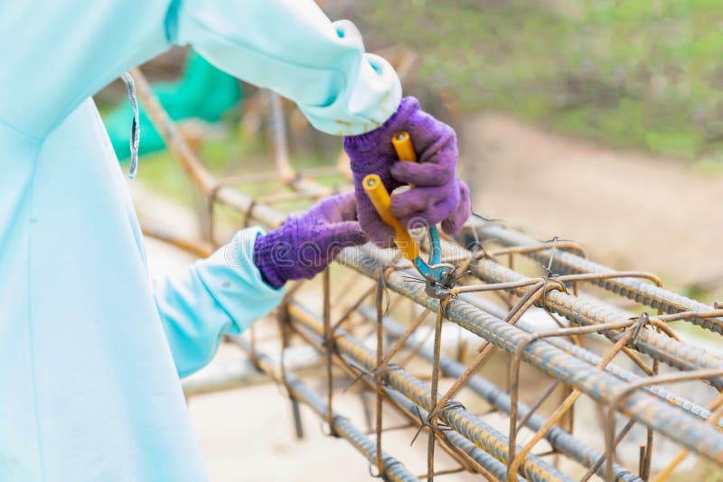 Technician Bundle Wire Steel Rod in Construction Site Stock Image ...