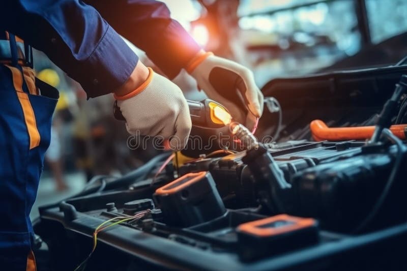 Technician Check the Electrical System Inside the Car. Generative AI ...