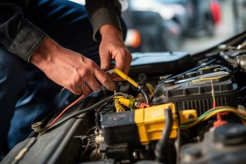 Technician Check the Electrical System Inside the Car. Generative AI ...