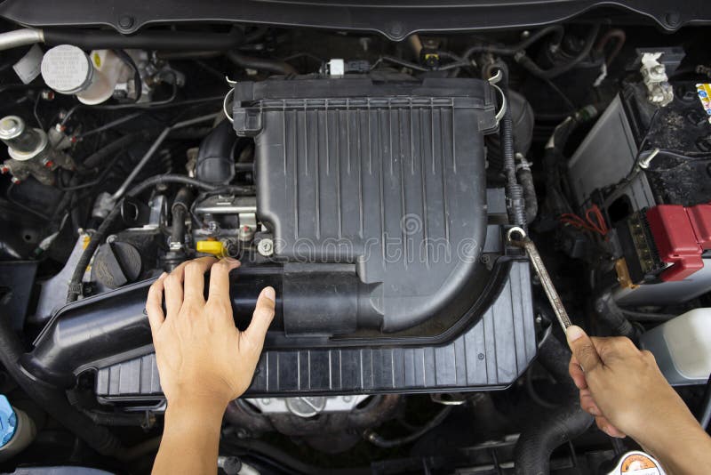 Technician Check the Engine daily Stock Image - Image of change ...