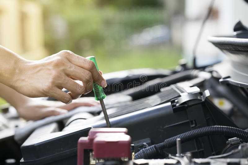 Technician Check the Engine daily, Maintenance and Repair Concept Stock ...