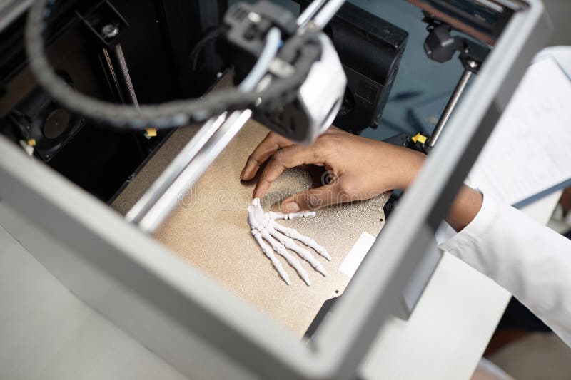 Technician Checking Manufactured 3D Hand Sample Stock Image - Image of ...