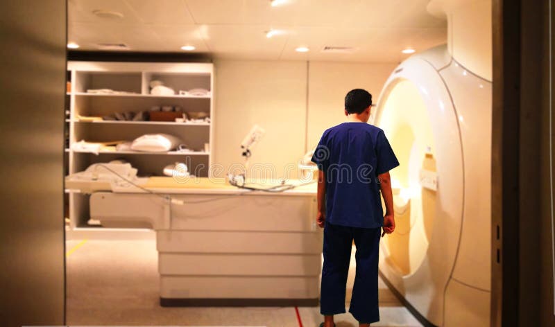 The Technician Checking Mri Scanner before Scan Patient in Hospital ...