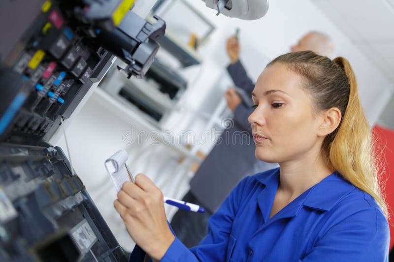 Technician Checking Photocopier Stock Photo - Image of technician ...