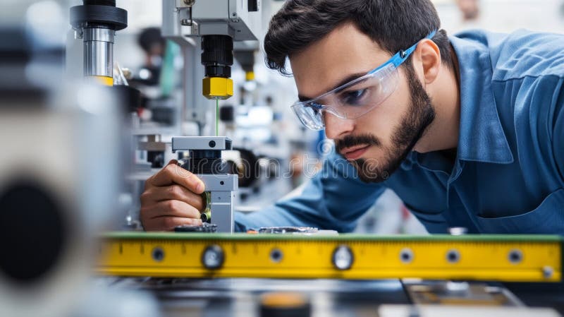 Technician Checking Product Alignment Using Laser Technology Stock ...