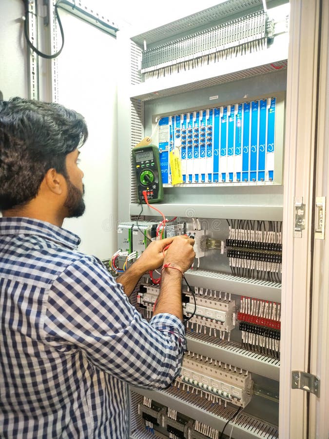 Technician Checking and Quality Inspection of Industrial Panel Stock ...