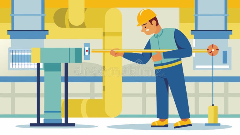 A Technician Checking the Thickness of Insulation on a Crucial Pipe ...