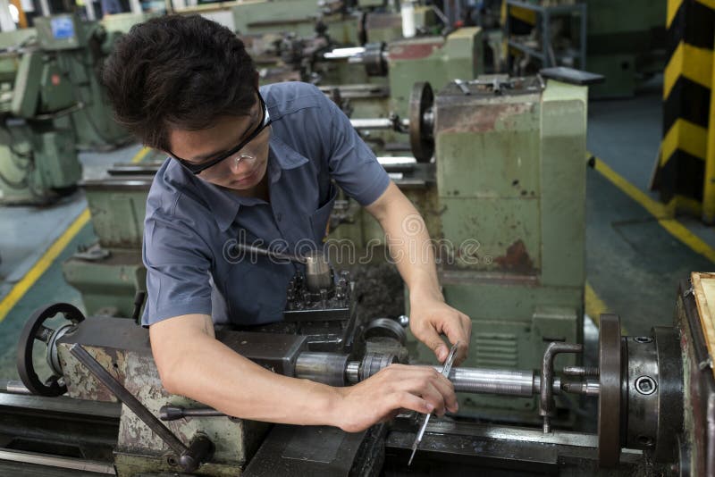 Technician Checking for Workpiece Steel Stock Image - Image of control ...