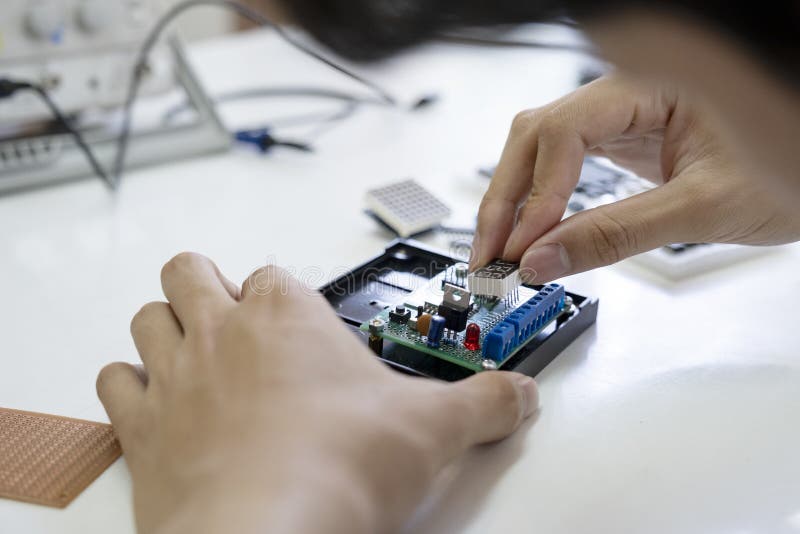 Technician Checks the Electronic Device Stock Image - Image of check ...