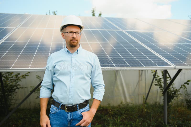 Technician Checks the Maintenance of the Solar Panels Stock Image ...