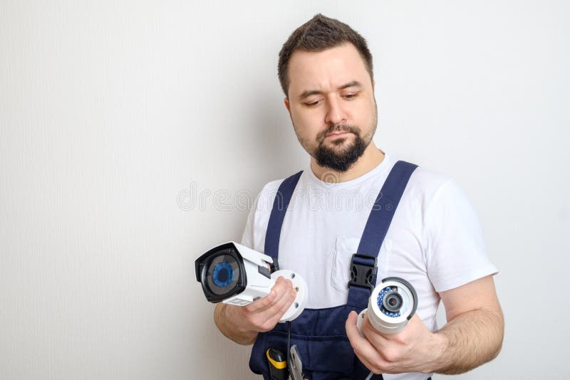 Technician Choosing CCTV Security Camera Stock Photo - Image of camera ...