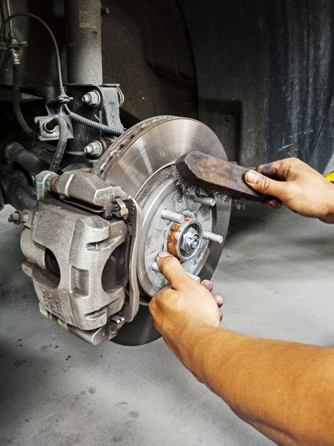 Technician Cleaning Brake Disc Stock Image - Image of bumper, disc ...