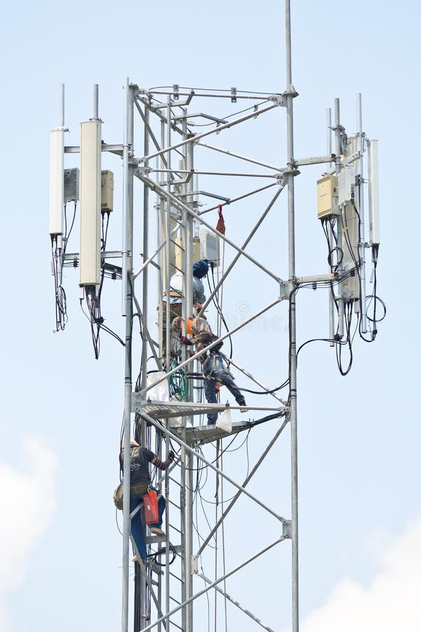 Technician on Communication Towers Stock Image - Image of technician ...