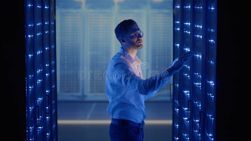 It Technician in Data Center Digital Server Room Controlling Work of ...