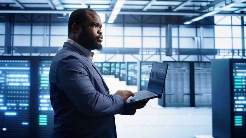 Technician Data Center Running System Diagnostic Tests Stock Photos ...