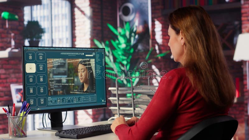 Technician Employs AI Chatbot on Pc Monitor and Executing Programming Code Stock Photo - Image ...