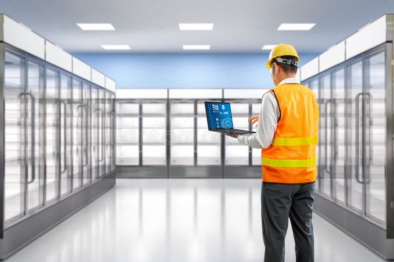Technician or Engineer Check on Fridge Stock Image - Image of shelves ...