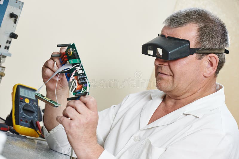 Technician Engineer at Work with Microchip Stock Image - Image of ...