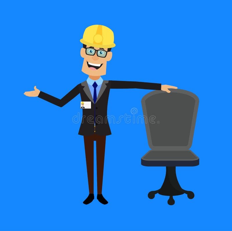 Technician Engineer Worker - Standing with Chair and Gesturing with ...