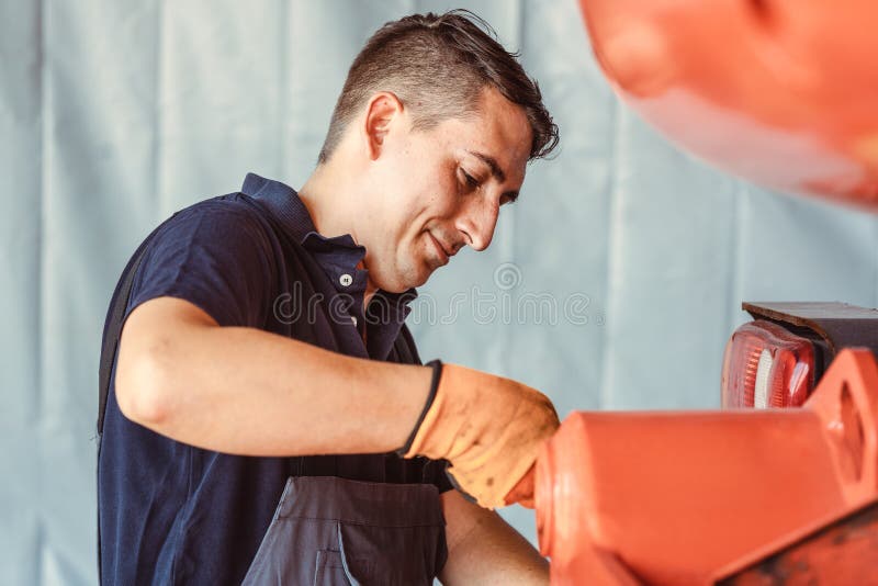 Technician for Farm Machinery Doing Maintenance Work Stock Photo ...