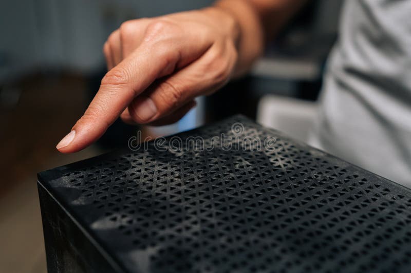 Technician Finger Pointing at Dust Accumulation on Computer Case ...