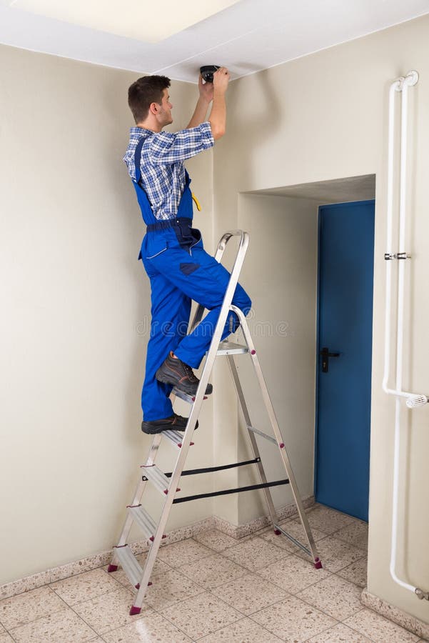 Technician Fitting Cctv Camera Stock Photo - Image of expertise, cctv ...